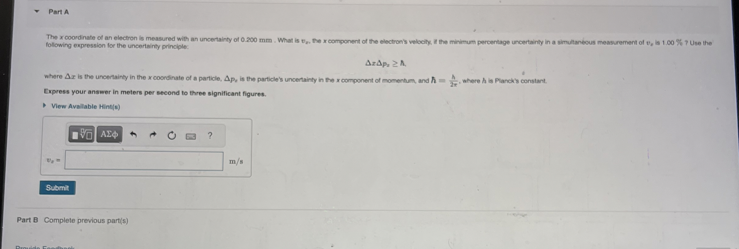 Solved Part A following expression for the uncertainty | Chegg.com