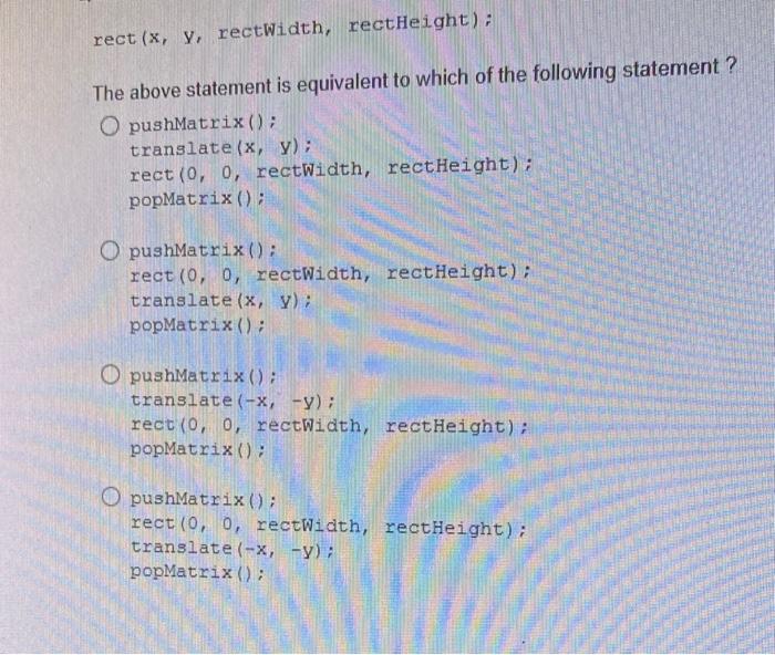 Solved Rect X Y Rectwidth Rectheight The Above