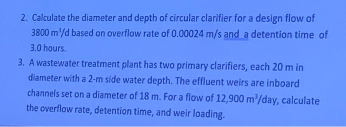 Solved 2. Calculate the diameter and depth of circular | Chegg.com