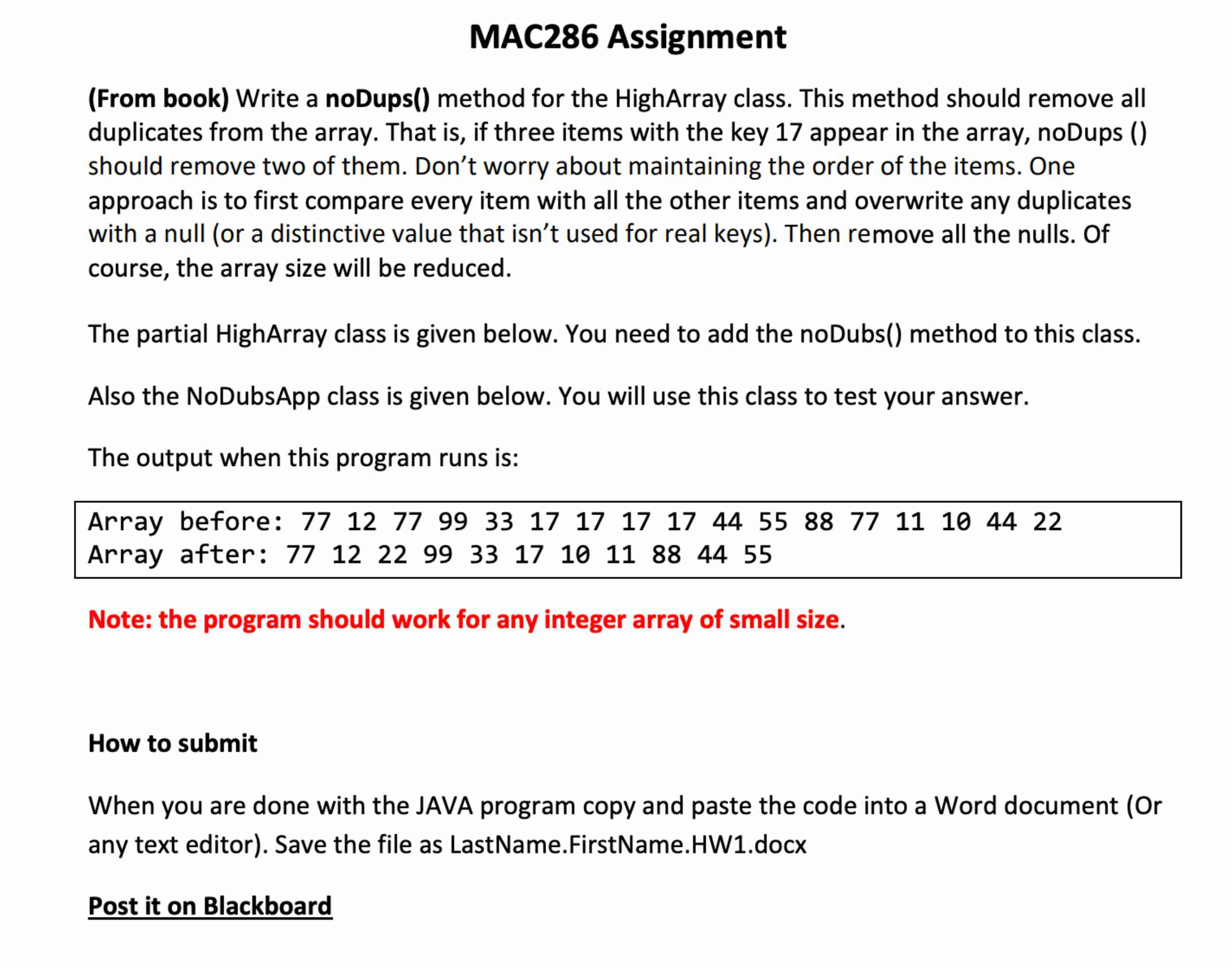 Solved MAC286 ﻿Assignment(From book) ﻿Write a noDups() | Chegg.com