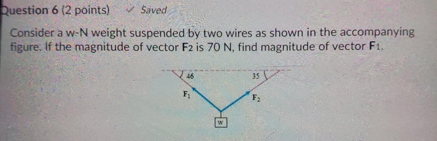 Solved Question 6 (2 points) Saved Consider a w-N weight | Chegg.com