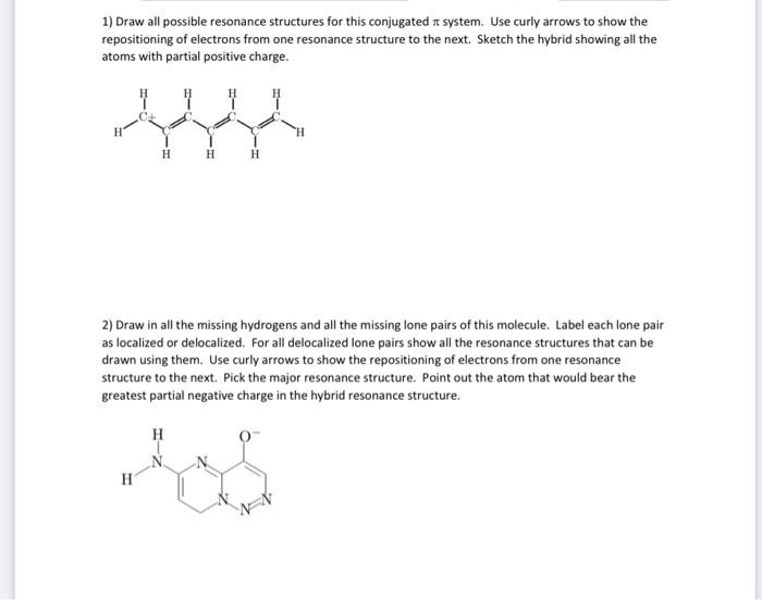 Solved 1) Draw all possible resonance structures for this | Chegg.com