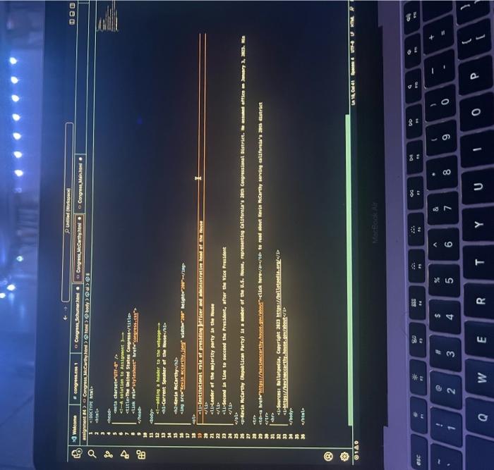 Solved a. Create a css file named Congress.css. You will be | Chegg.com