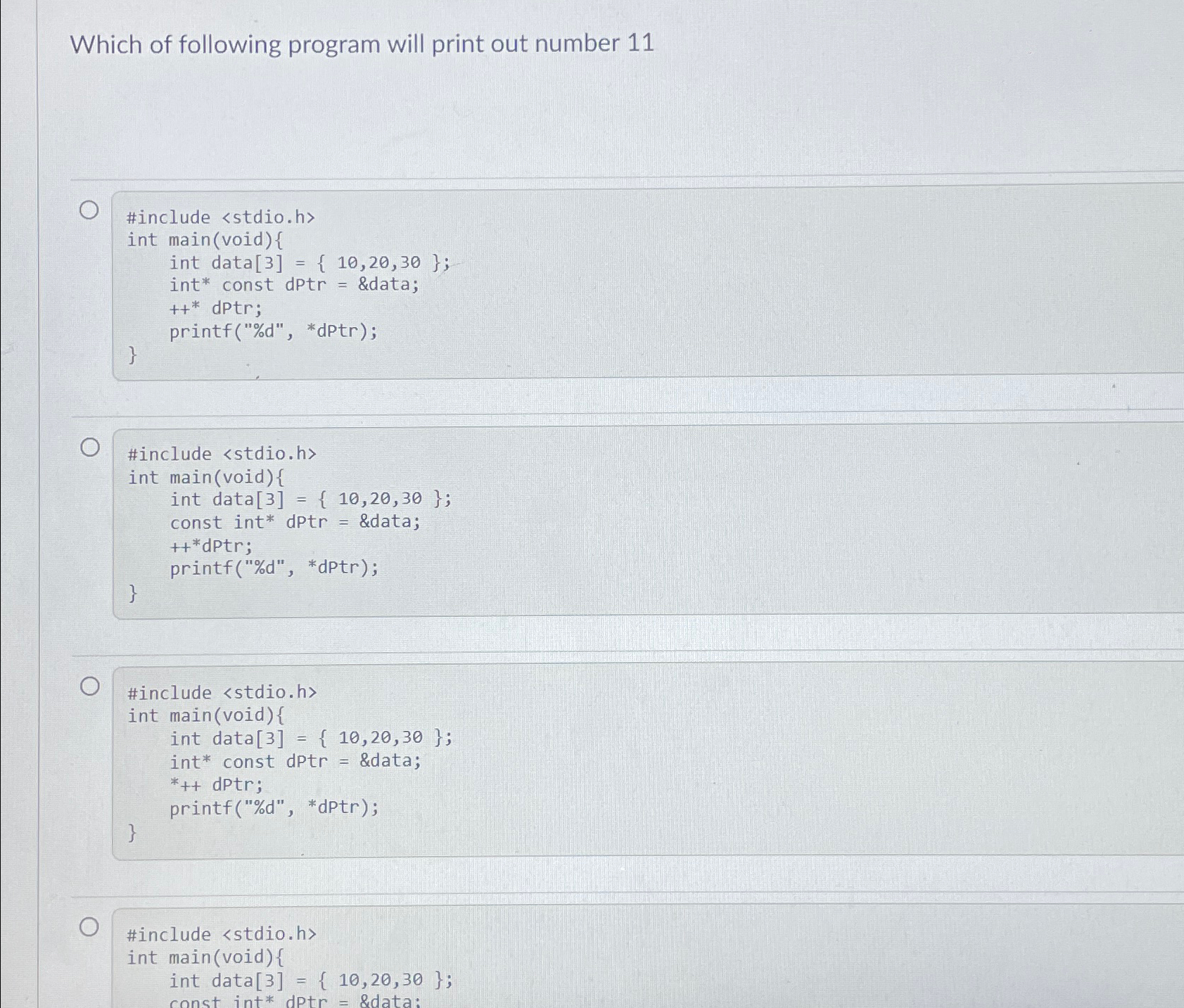 Solved Which of following program will print out number | Chegg.com