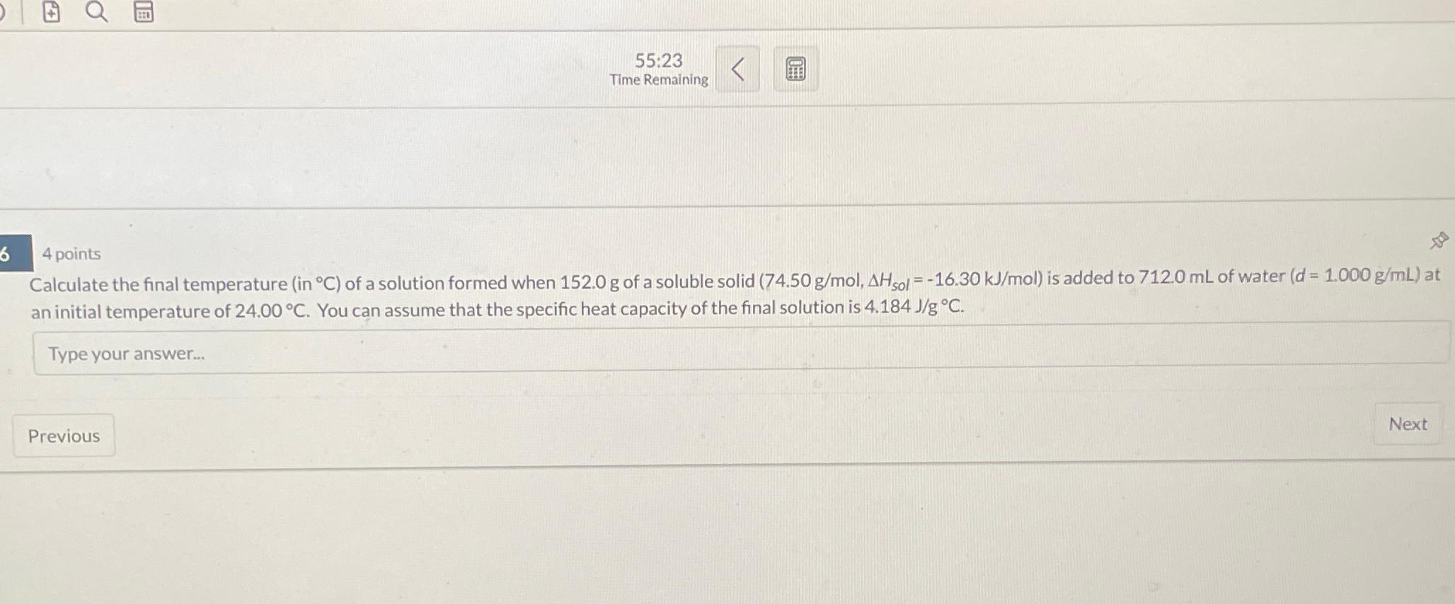 Solved 55:23Time Remaining4 ﻿pointsCalculate the final | Chegg.com