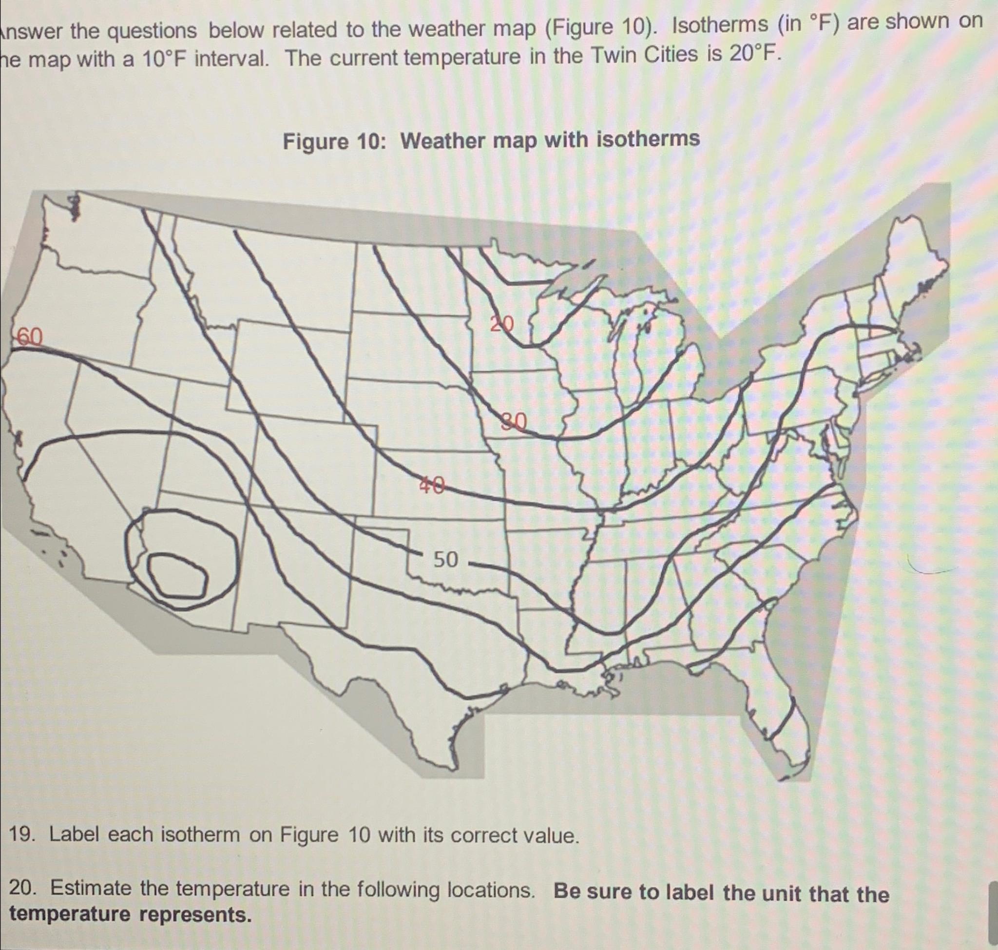 Solved nswer the questions below related to the weather map | Chegg.com