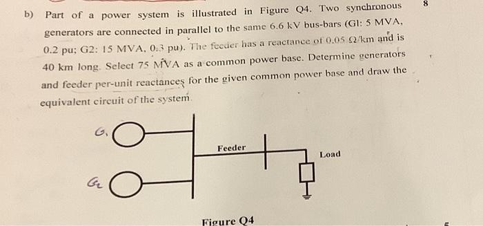 Solved 8 b) Part of a power system is illustrated in Figure | Chegg.com