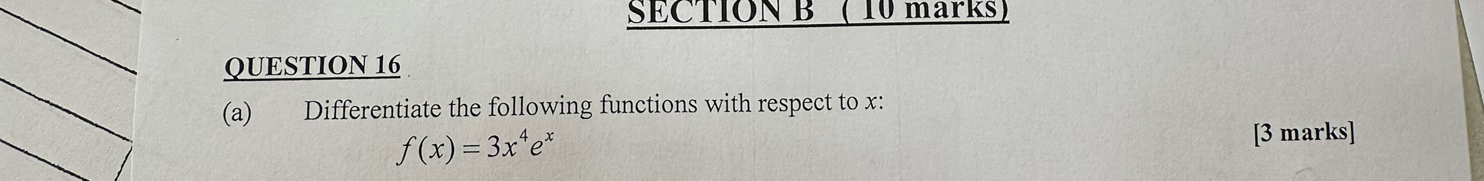 Solved QUESTION 16(a) ﻿Differentiate the following functions | Chegg.com