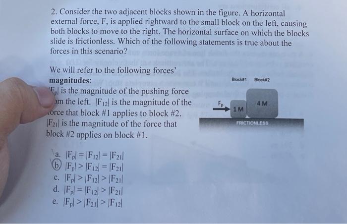 Solved 2. Consider the two adjacent blocks shown in the | Chegg.com