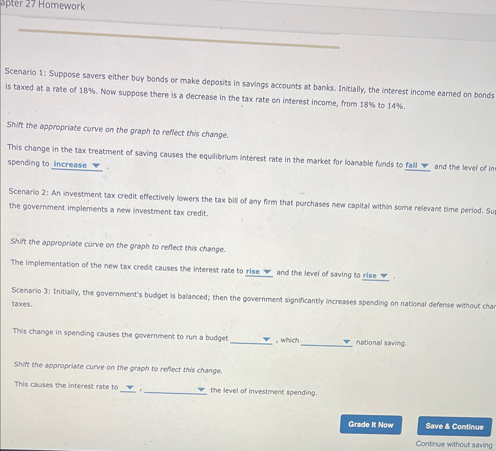 Solved apter 27 ﻿HomeworkScenario 1: Suppose savers either | Chegg.com