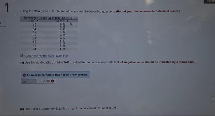Solved Using the data given in the table below, answer the | Chegg.com