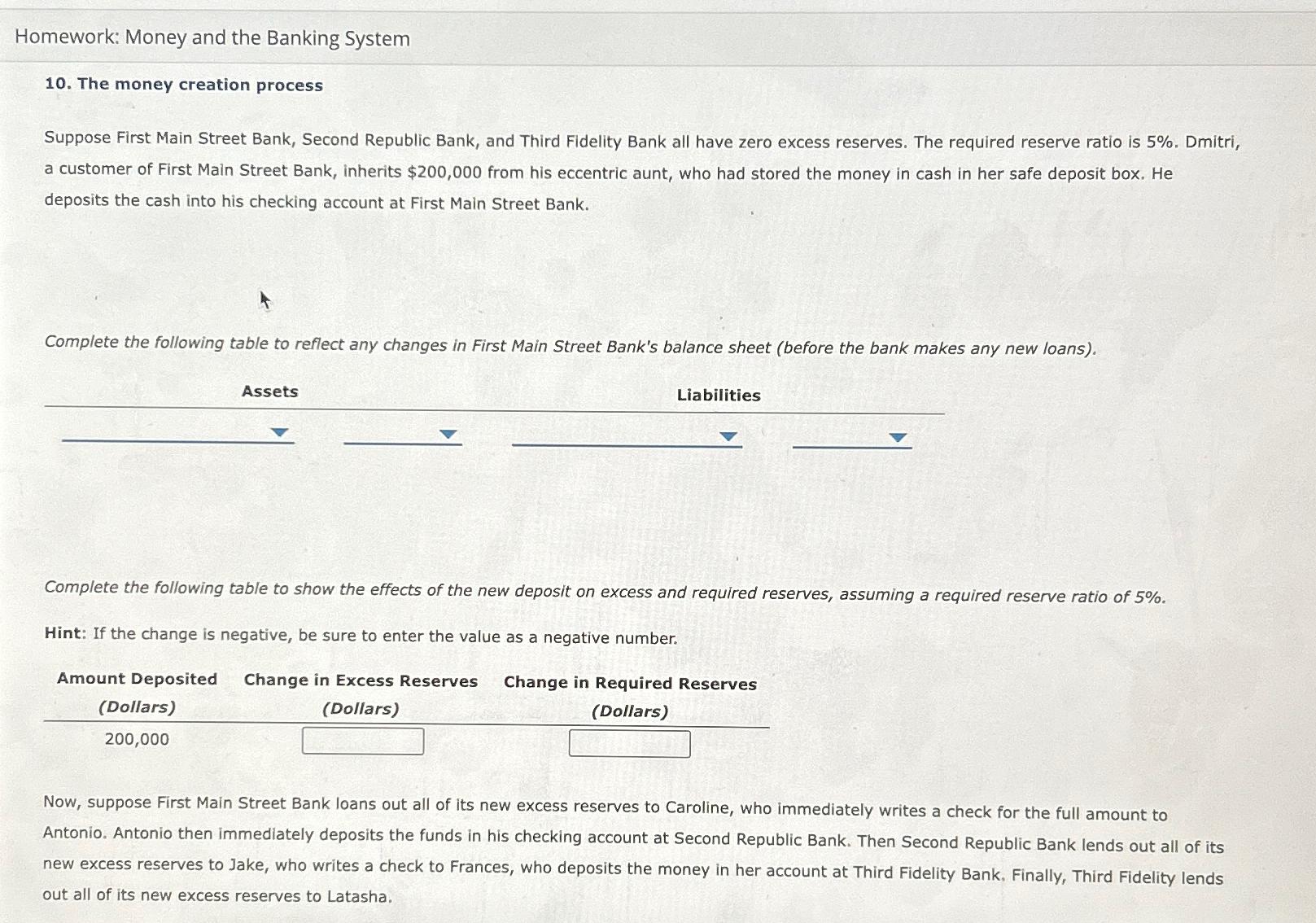 Solved Homework: Money and the Banking System10. ﻿The money | Chegg.com