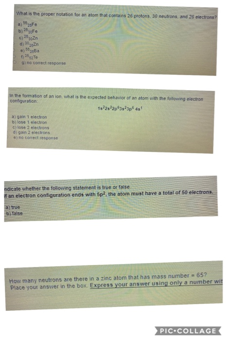 Solved What is the proper notation for an atom that contains | Chegg.com
