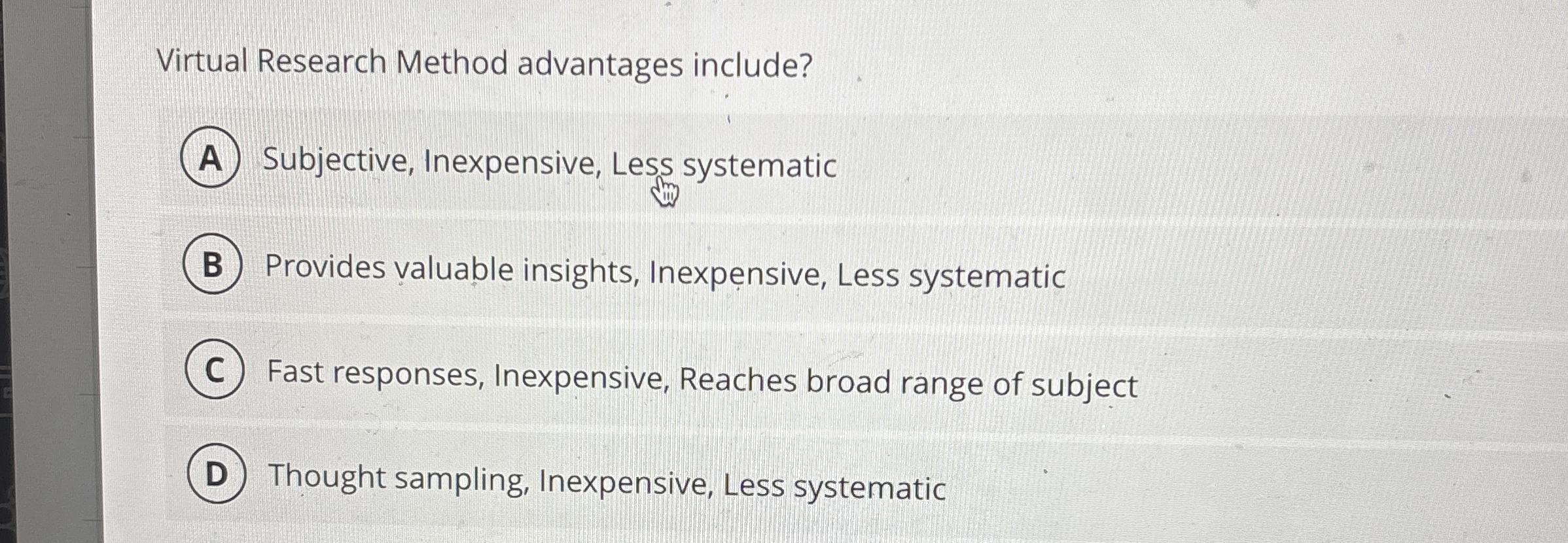 Solved Virtual Research Method advantages | Chegg.com
