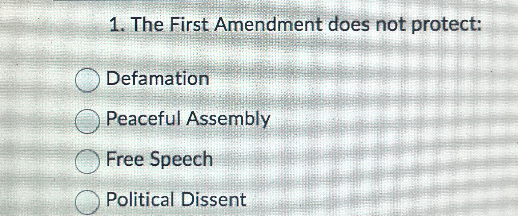 Solved The First Amendment does not | Chegg.com
