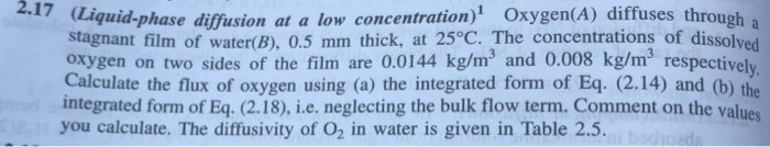 2.17 (Liquid-phase diffus (Liquid-phase diffusion at | Chegg.com
