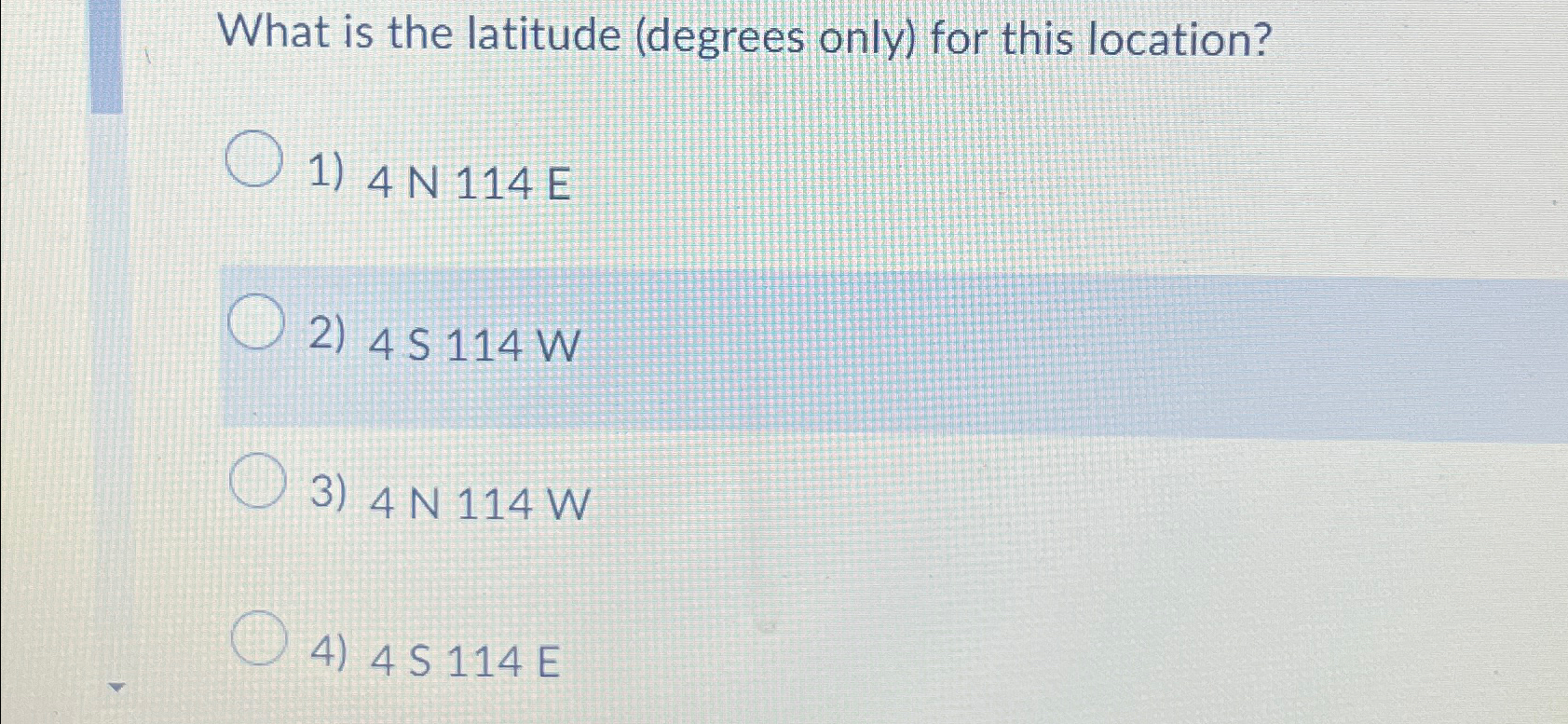 Solved What is the latitude (degrees only) ﻿for this | Chegg.com
