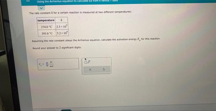 Solved The rate constant k for a certain reaction is | Chegg.com