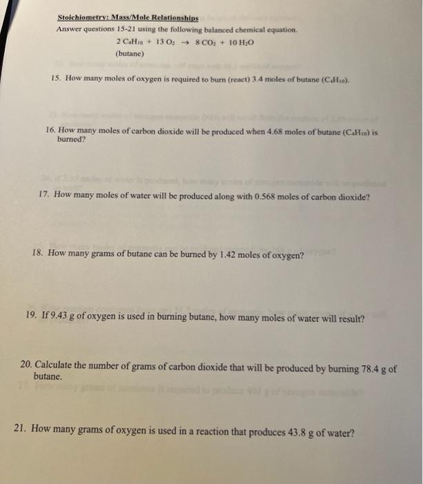 Solved Stoichiometry: Mass/Mole Relationships Answer | Chegg.com
