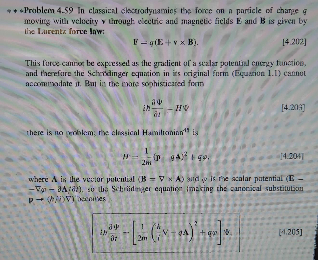 Solved ***Problem 4.59 In classical electrodynamics the | Chegg.com