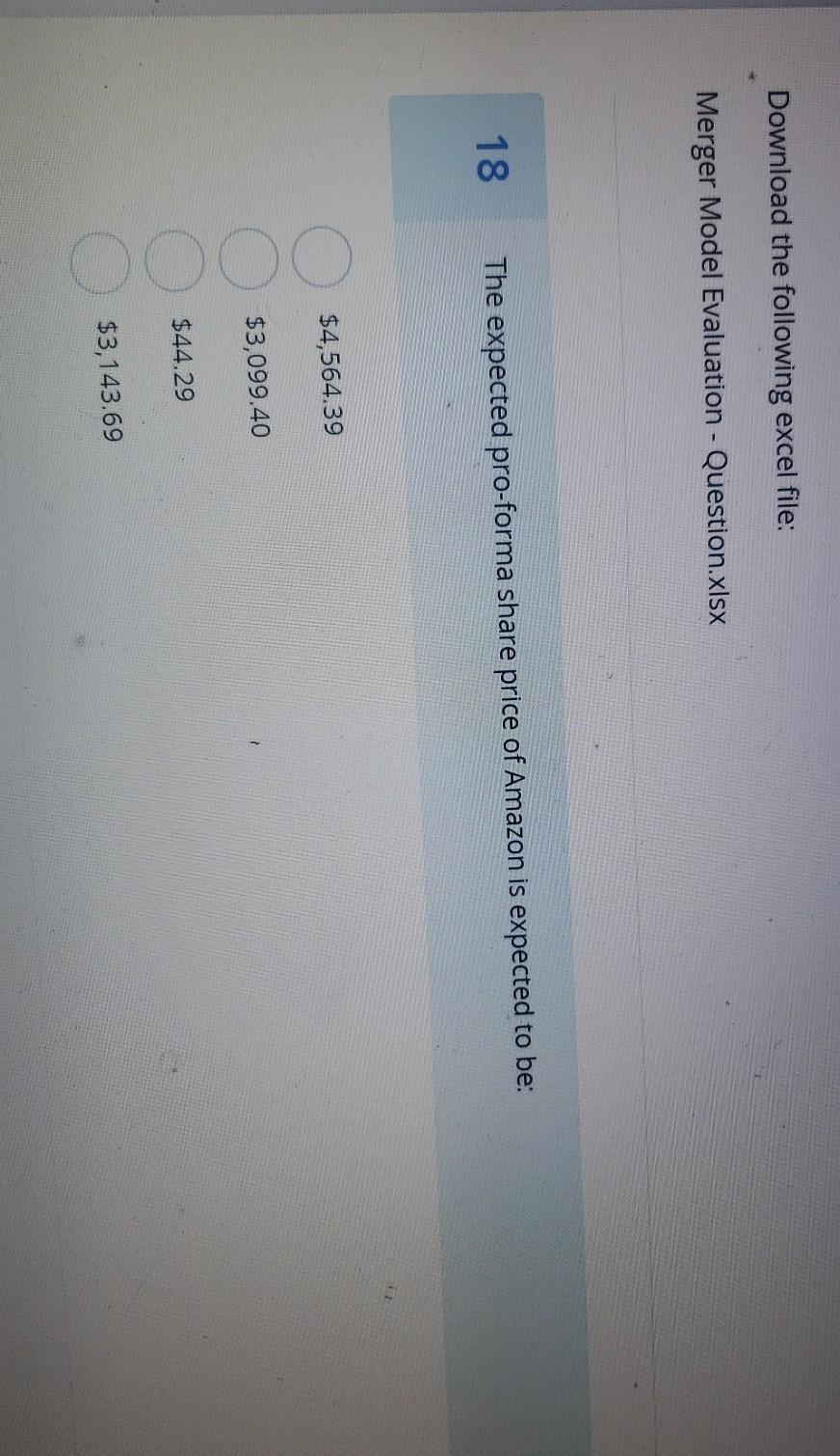 Solved Download the following excel file: Merger Model | Chegg.com