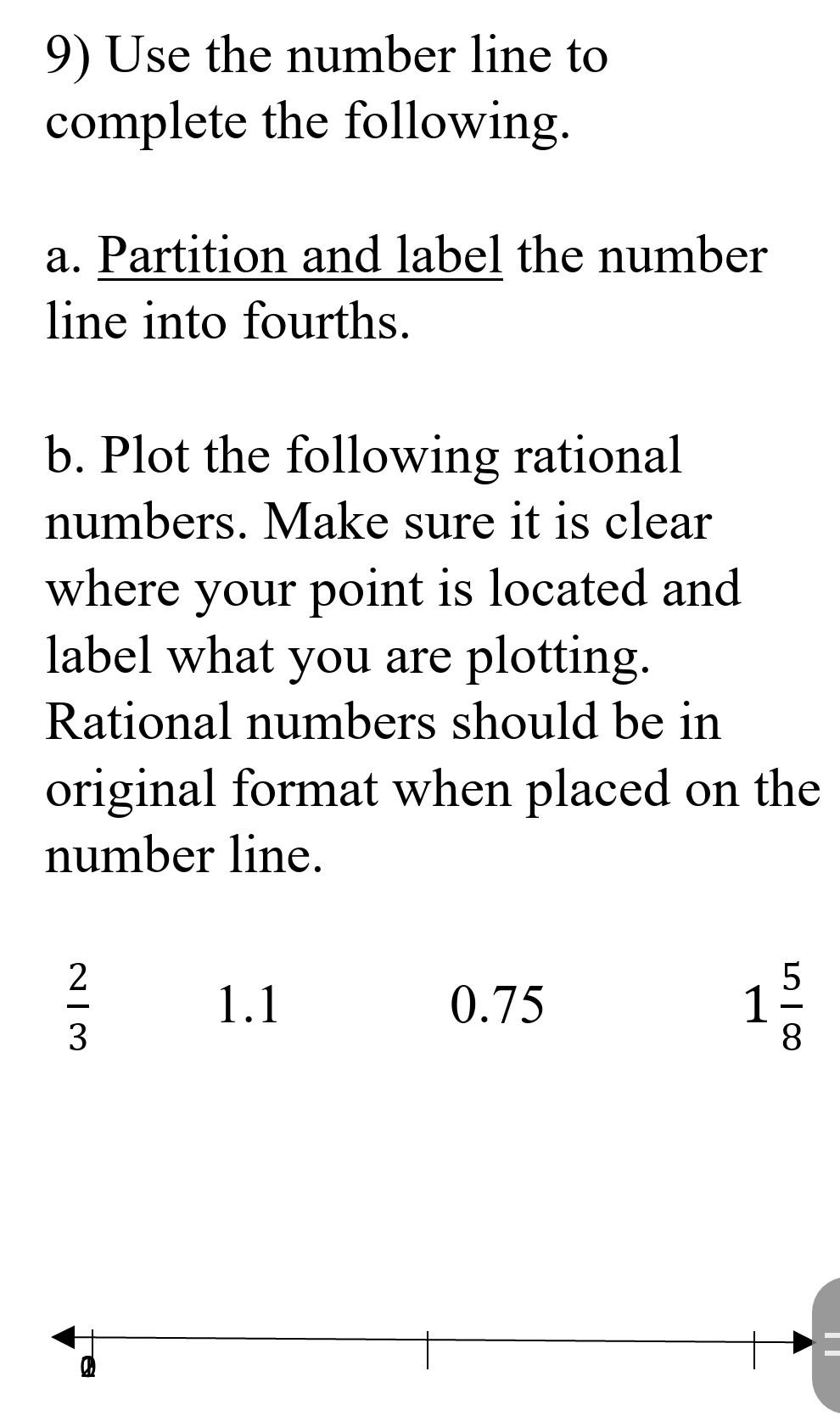 Solved 9) Use the number line to complete the following. a. | Chegg.com