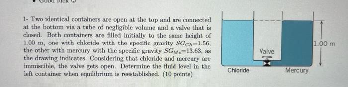 Solved 1- Two identical containers are open at the top and | Chegg.com