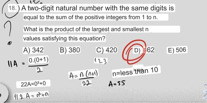 Solved 15% 18.) A two-digit natural number with the same | Chegg.com