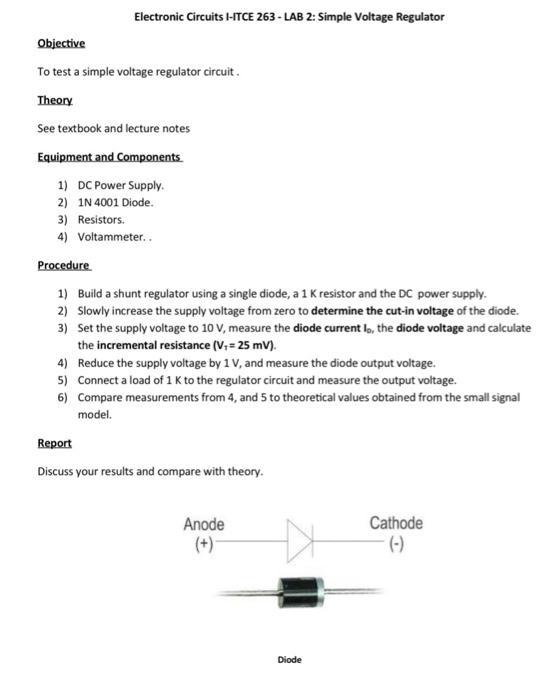 Solved Electronic Circuits 1-ITCE 263 - LAB 2: Simple | Chegg.com