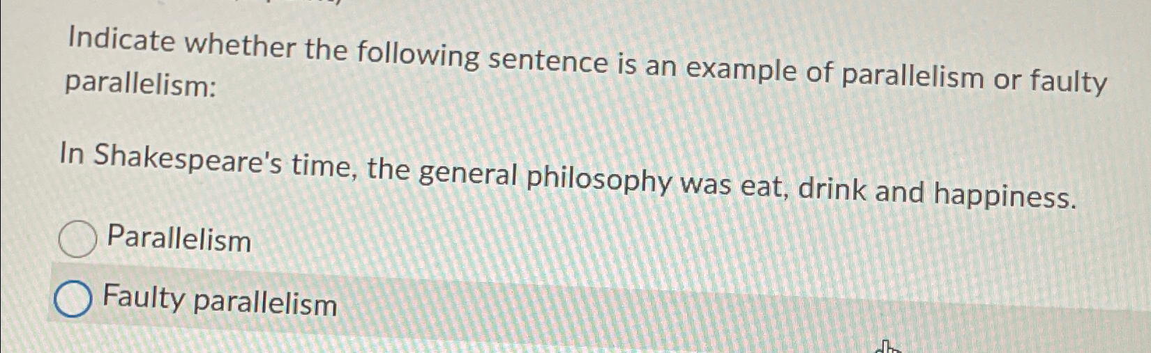 Solved Indicate whether the following sentence is an example | Chegg.com