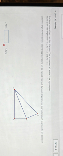 Solved [0/11.12 ﻿Points]The figure below shows two right | Chegg.com