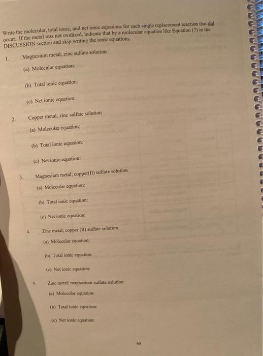 Solved Experiment 7 Data Sheet Name CHEM 1131 Date | Chegg.com