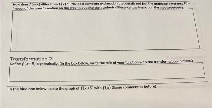 Solved Transformation 1 Define f(−x) algebraically. (In the | Chegg.com