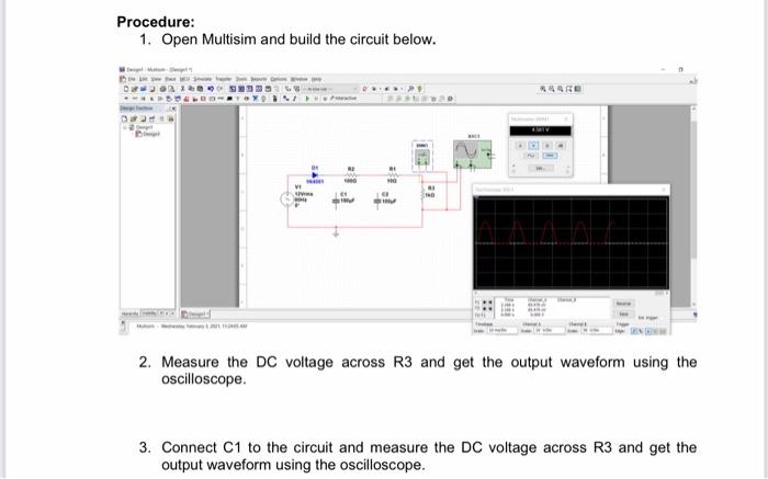 Solved Procedure: 1. Open Multisim and build the circuit | Chegg.com