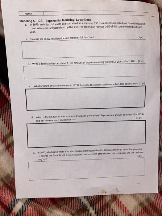 Solved Modeling - ICEER Modeling Logarithms 1970. ... உலயை | Chegg.com