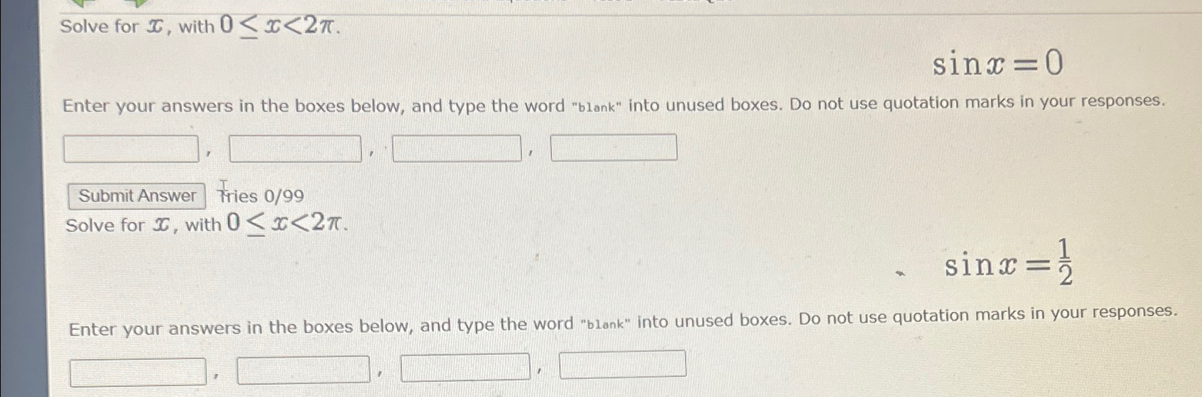 Solved Solve for x, ﻿with 0≤x