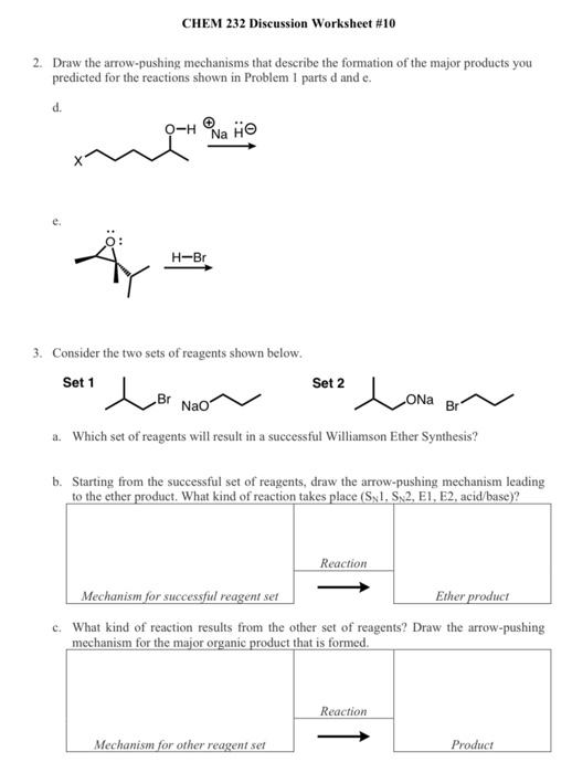 Solved CHEM 232 Discussion Worksheet #10 2. Draw the | Chegg.com