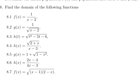 Solved Find the domain of the following | Chegg.com