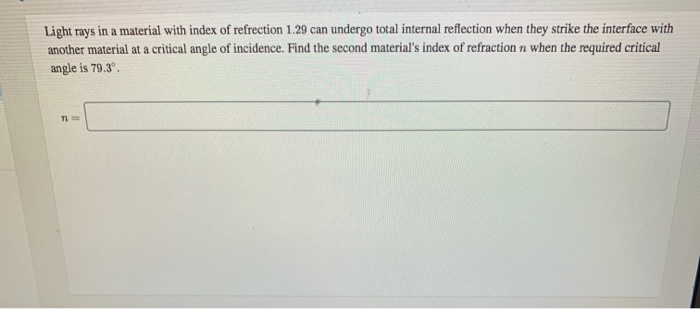 Solved Light rays in a material with index of refrection | Chegg.com