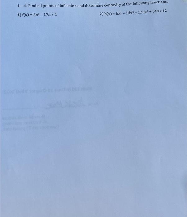 Solved 1-4. Find all points of inflection and determine | Chegg.com