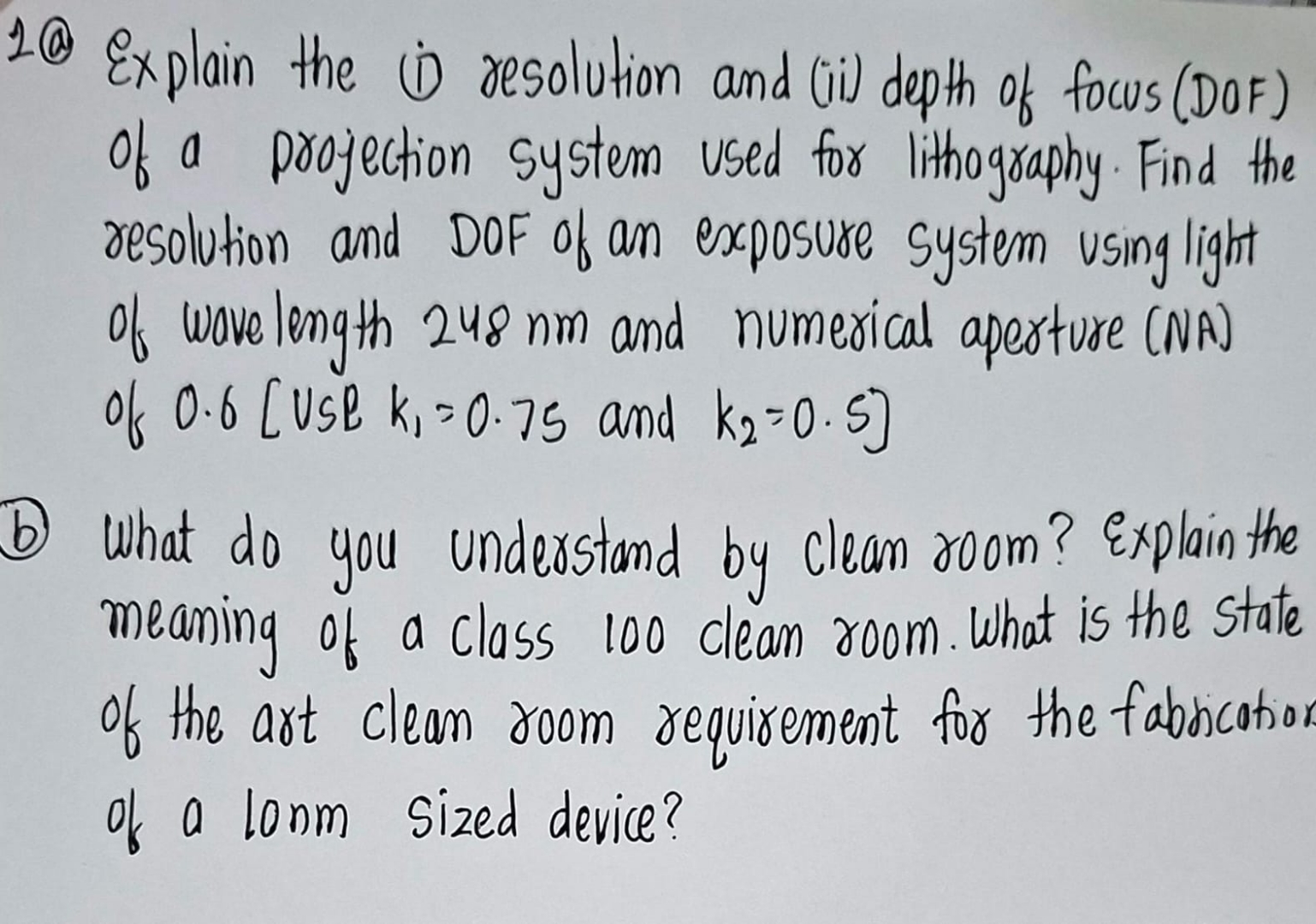 Solved 1@ Explain the (i) ﻿resolution and (ii) ﻿depth of | Chegg.com