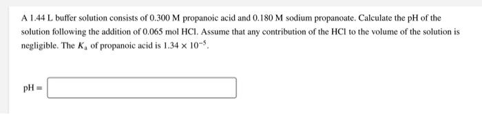 Solved A 1.44 L buffer solution consists of 0.300 M | Chegg.com