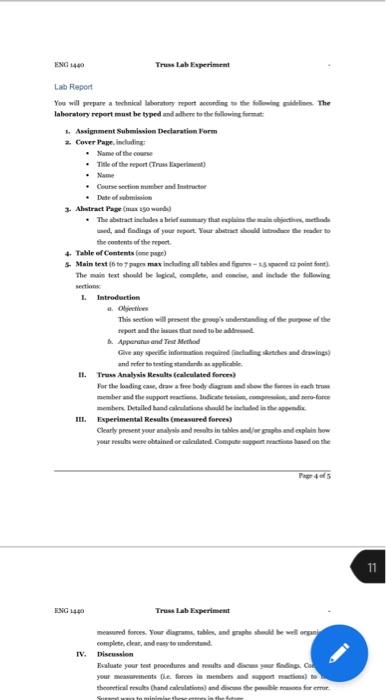 Solved ENG 1440 Truss Lab Experiment The objective of this | Chegg.com
