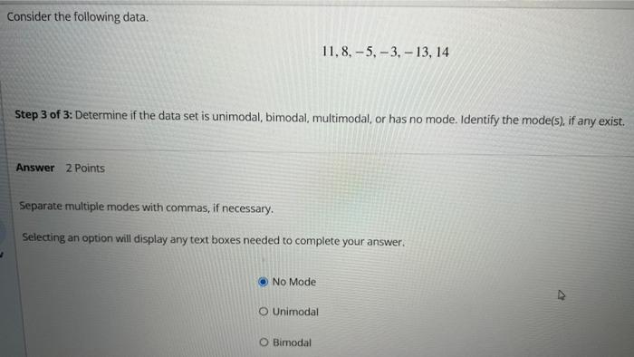 Solved Consider the following data. 11,8,−5,−3,−13,14 Step 3 | Chegg.com