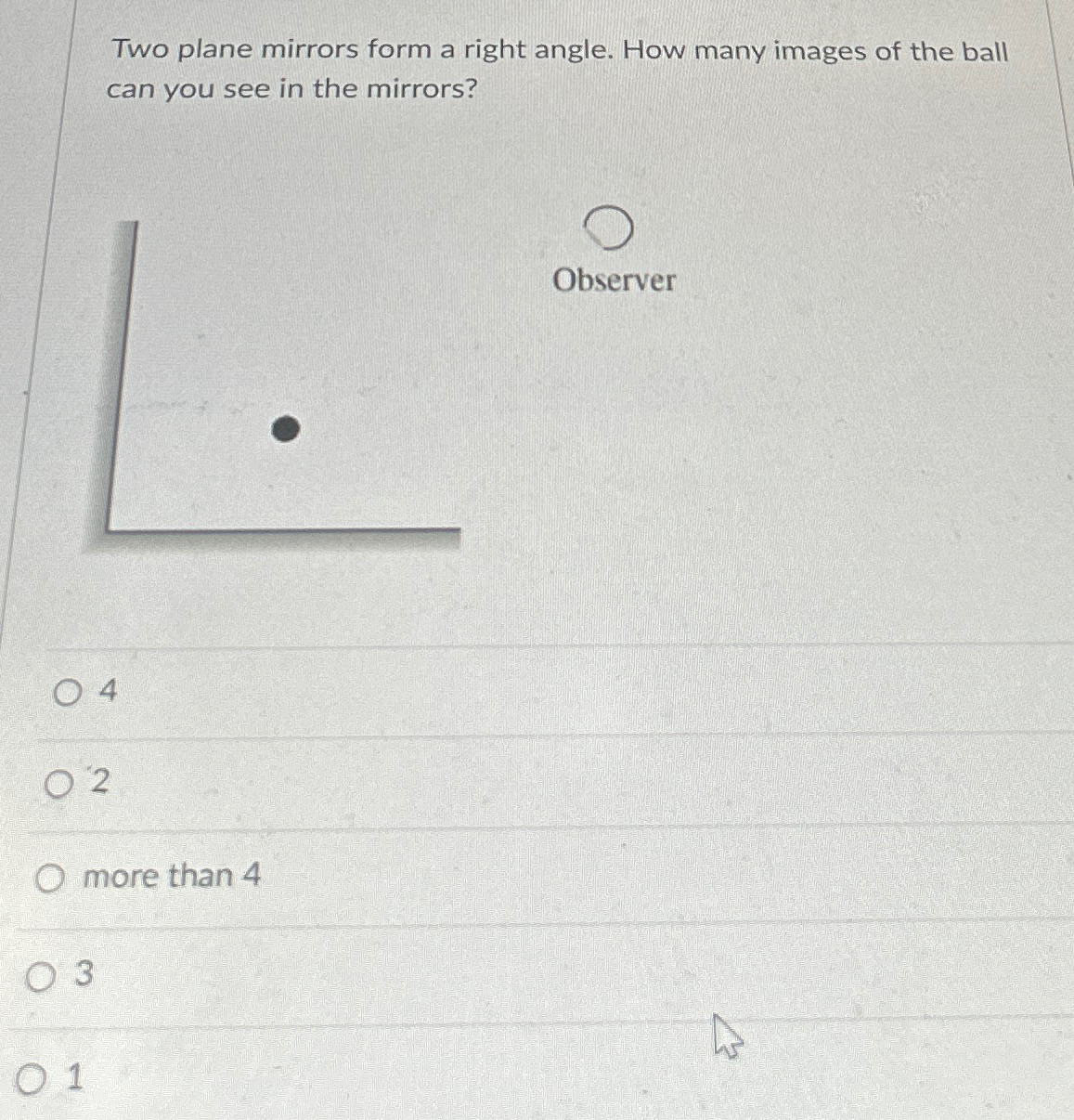Solved Two plane mirrors form a right angle. How many images | Chegg.com