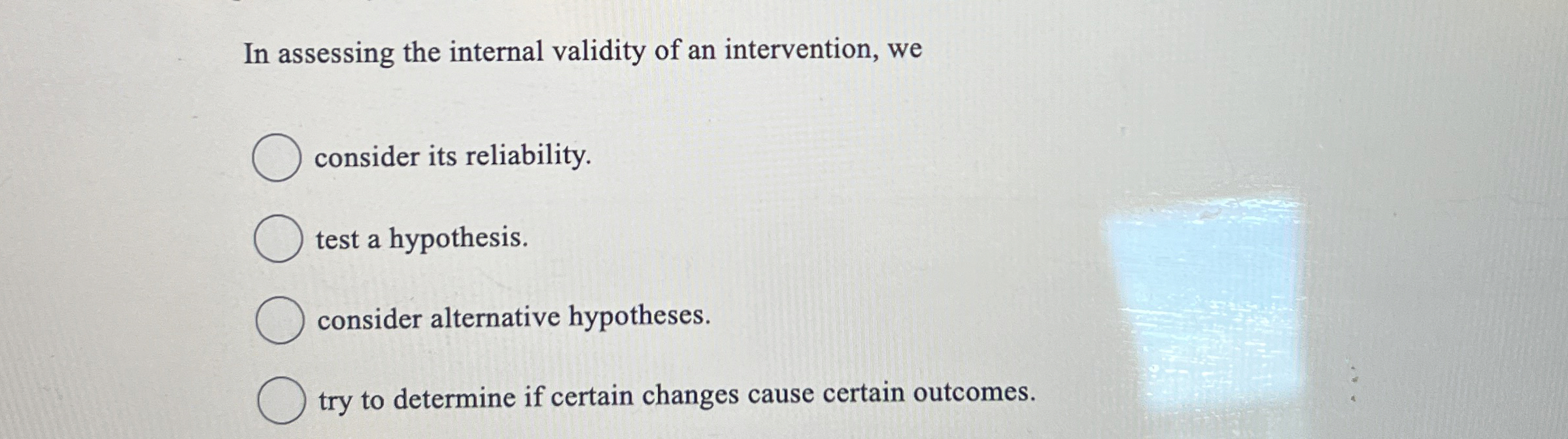 Solved In assessing the internal validity of an | Chegg.com