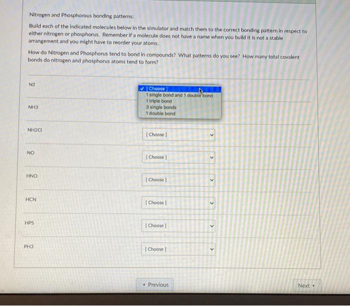 Solved nitrogen phosphorous bonding patterns help please! | Chegg.com