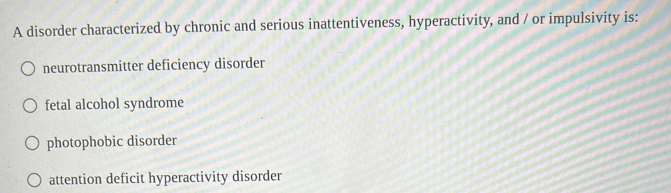 Solved A disorder characterized by chronic and serious | Chegg.com