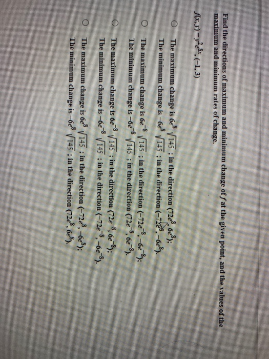 Solved Find the directions of maximum and minimum change off | Chegg.com