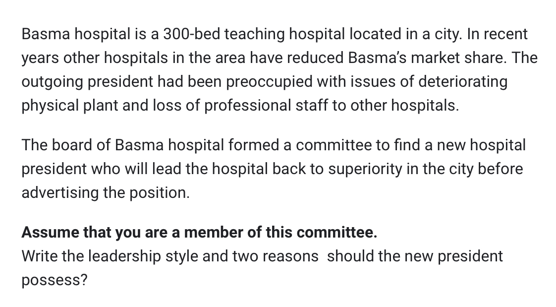 Solved Basma hospital is a 300 -bed teaching hospital | Chegg.com